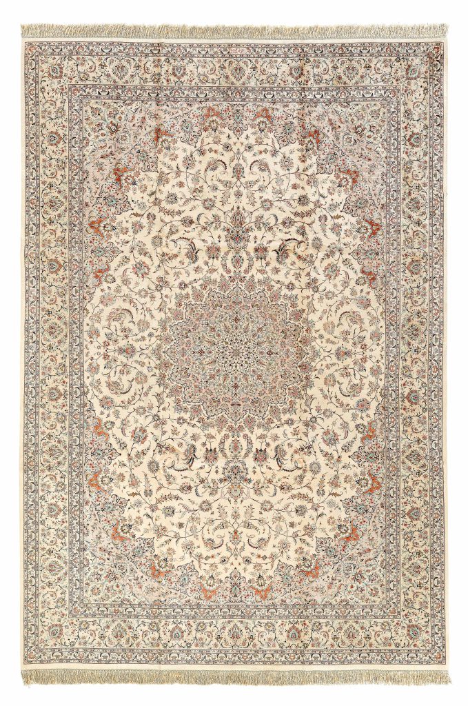Ornate Persian Qum Silk Carpet-Ardebil Design - Essie Carpets